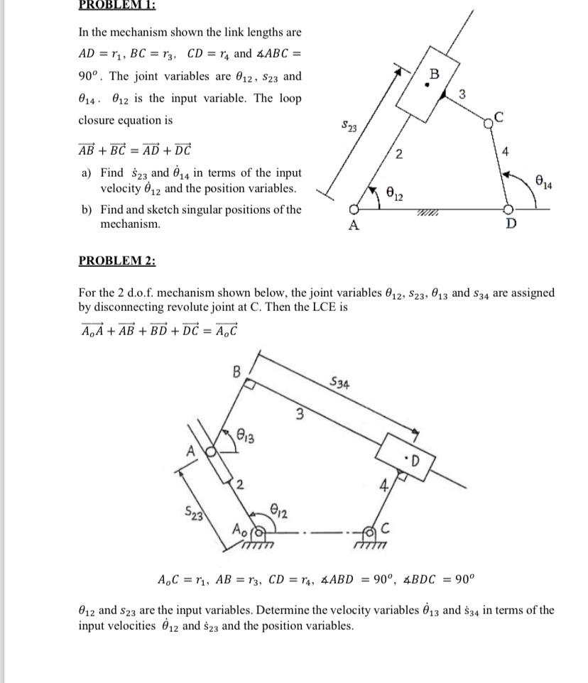 Solved PROBLEM 1:In the mechanism shown the link lengths are | Chegg.com
