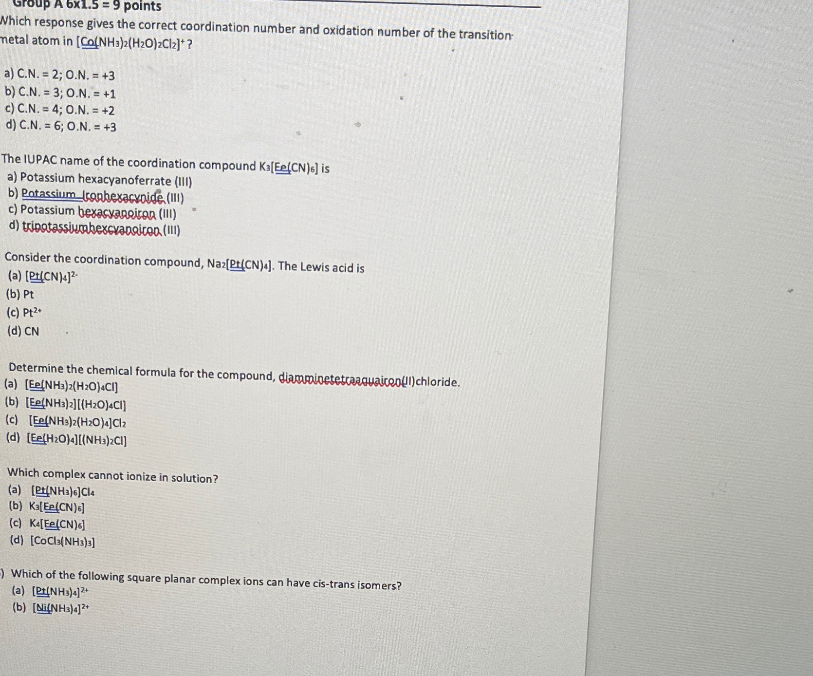 Solved Group A 6×1.5=9 ﻿pointsWhich response gives the | Chegg.com