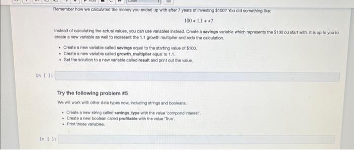 Solved Try the following problem \#1 Suppose you have 100 , | Chegg.com