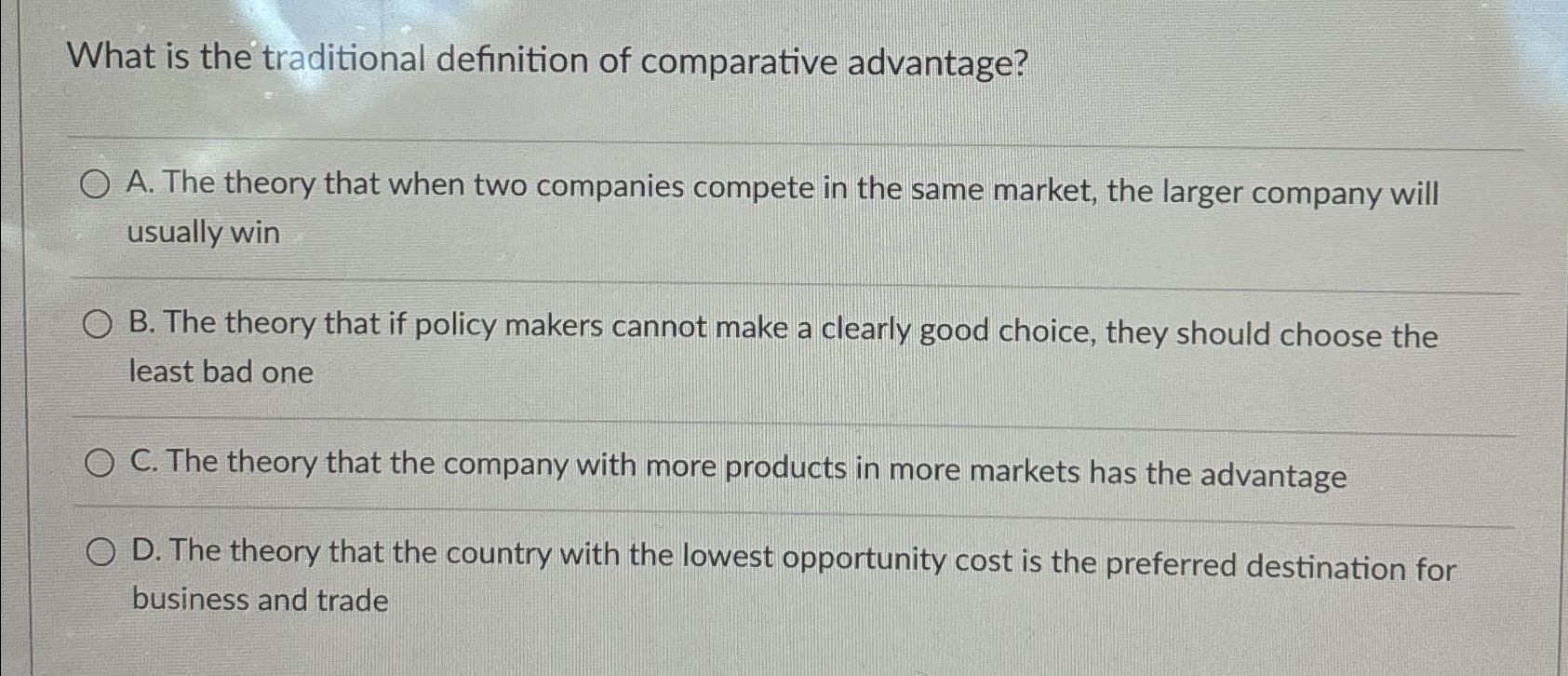 Solved What is the traditional definition of comparative | Chegg.com