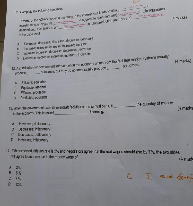 Solved in in aggregate 11. Complete the following sentence: | Chegg.com