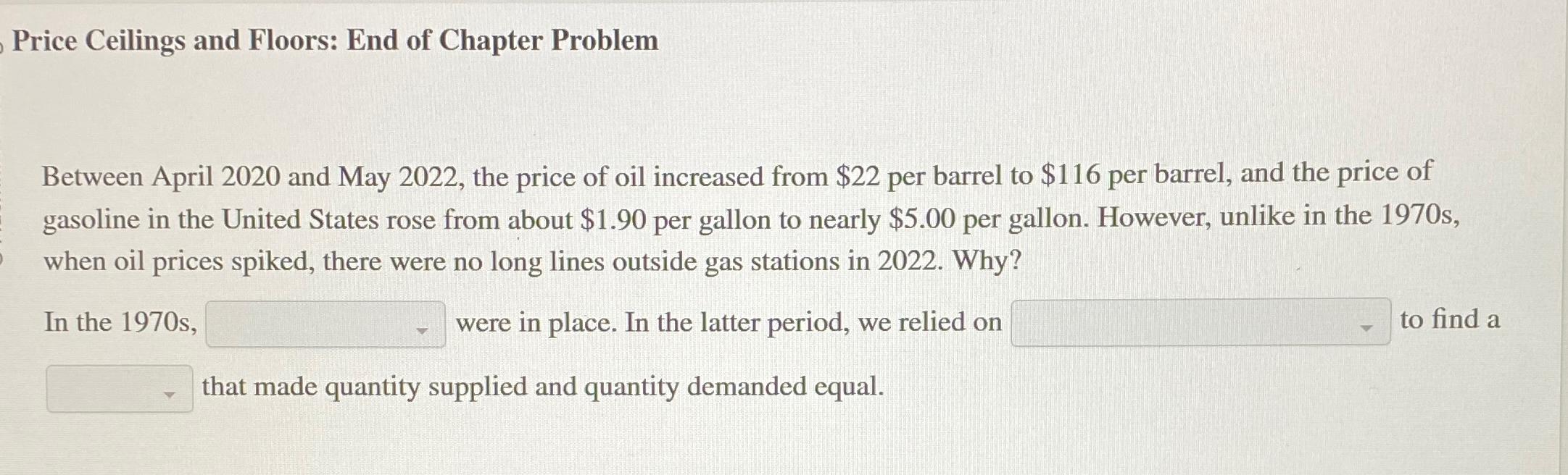 Solved Price Ceilings and Floors: End of Chapter | Chegg.com