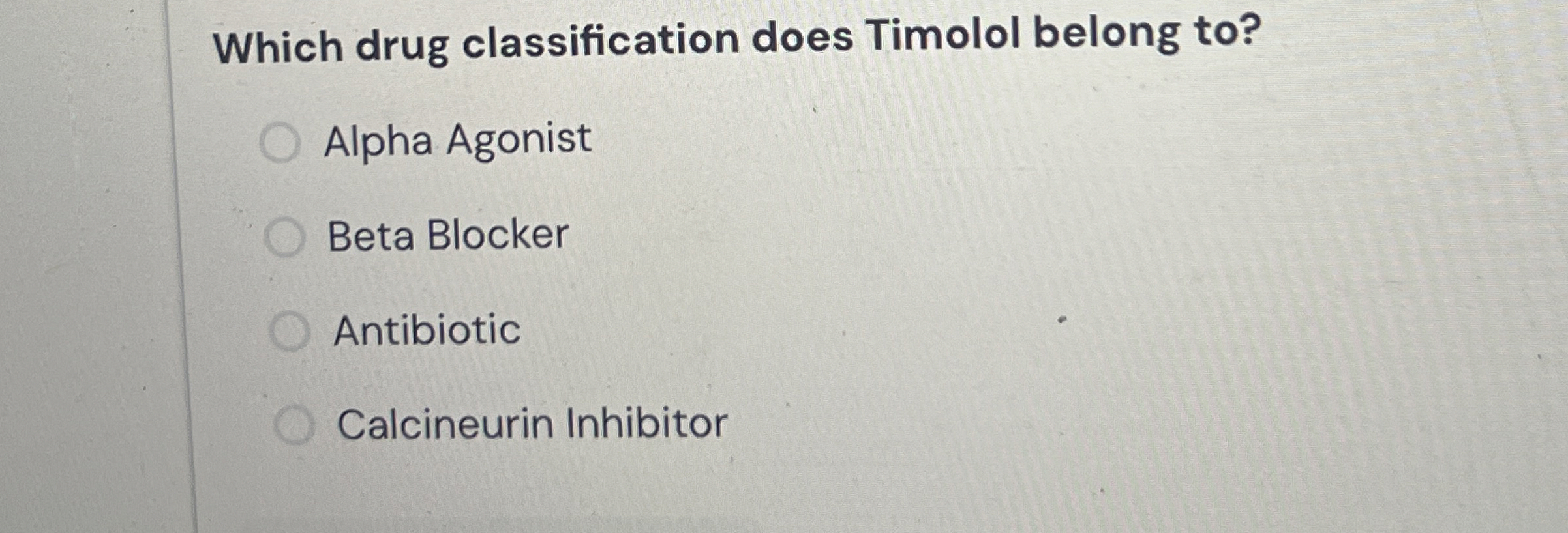Solved Which drug classification does Timolol belong | Chegg.com