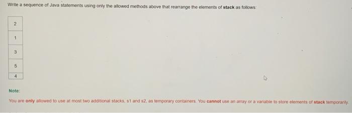 Solved Question 1 Instruction: Stack methods: | Chegg.com