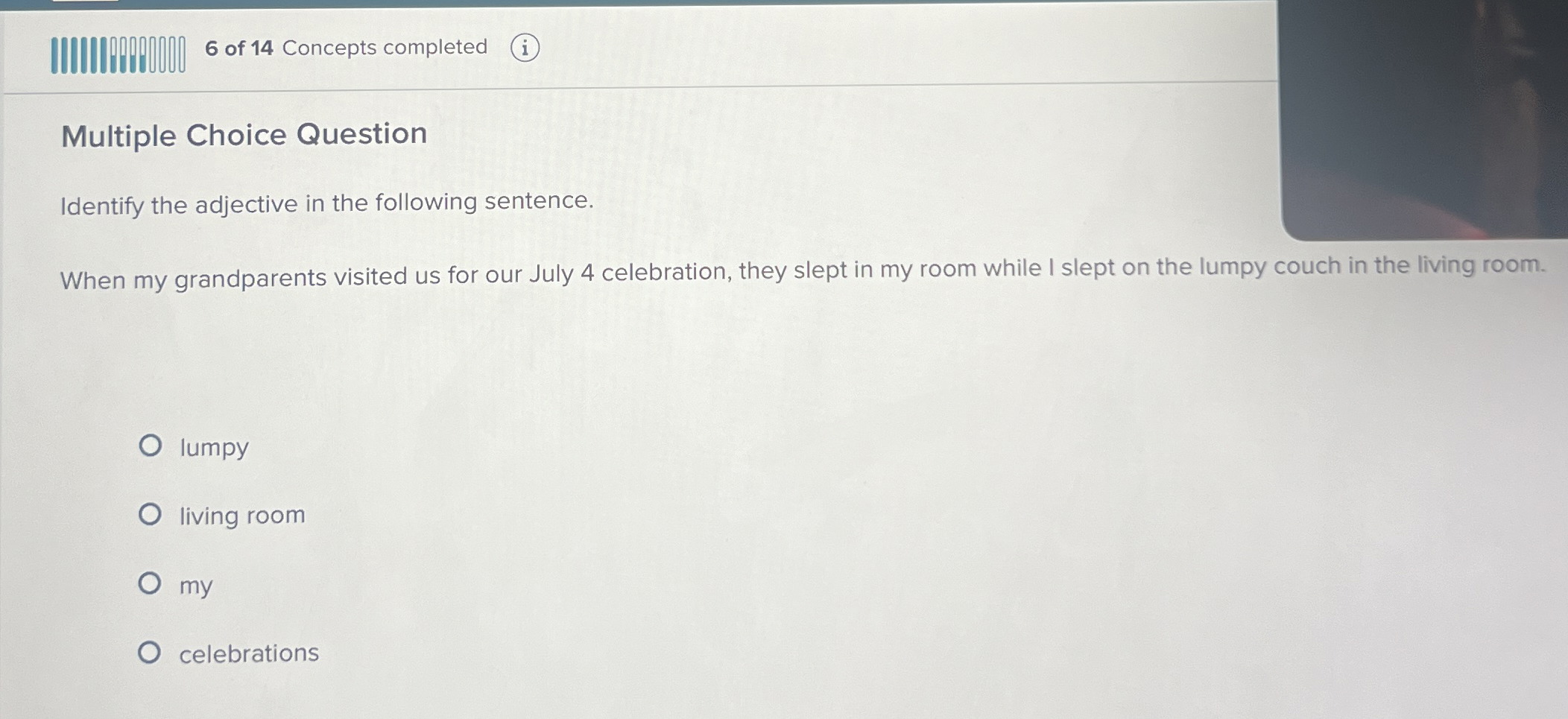 Solved 6 ﻿of 14 ﻿Concepts completed(i)Multiple Choice | Chegg.com