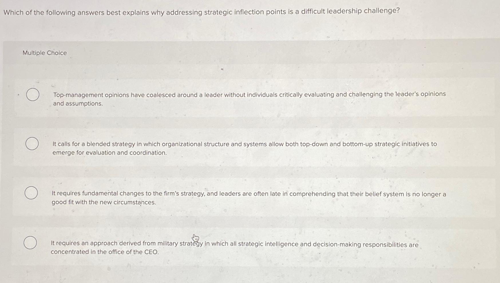 Solved Which of the following answers best explains why | Chegg.com