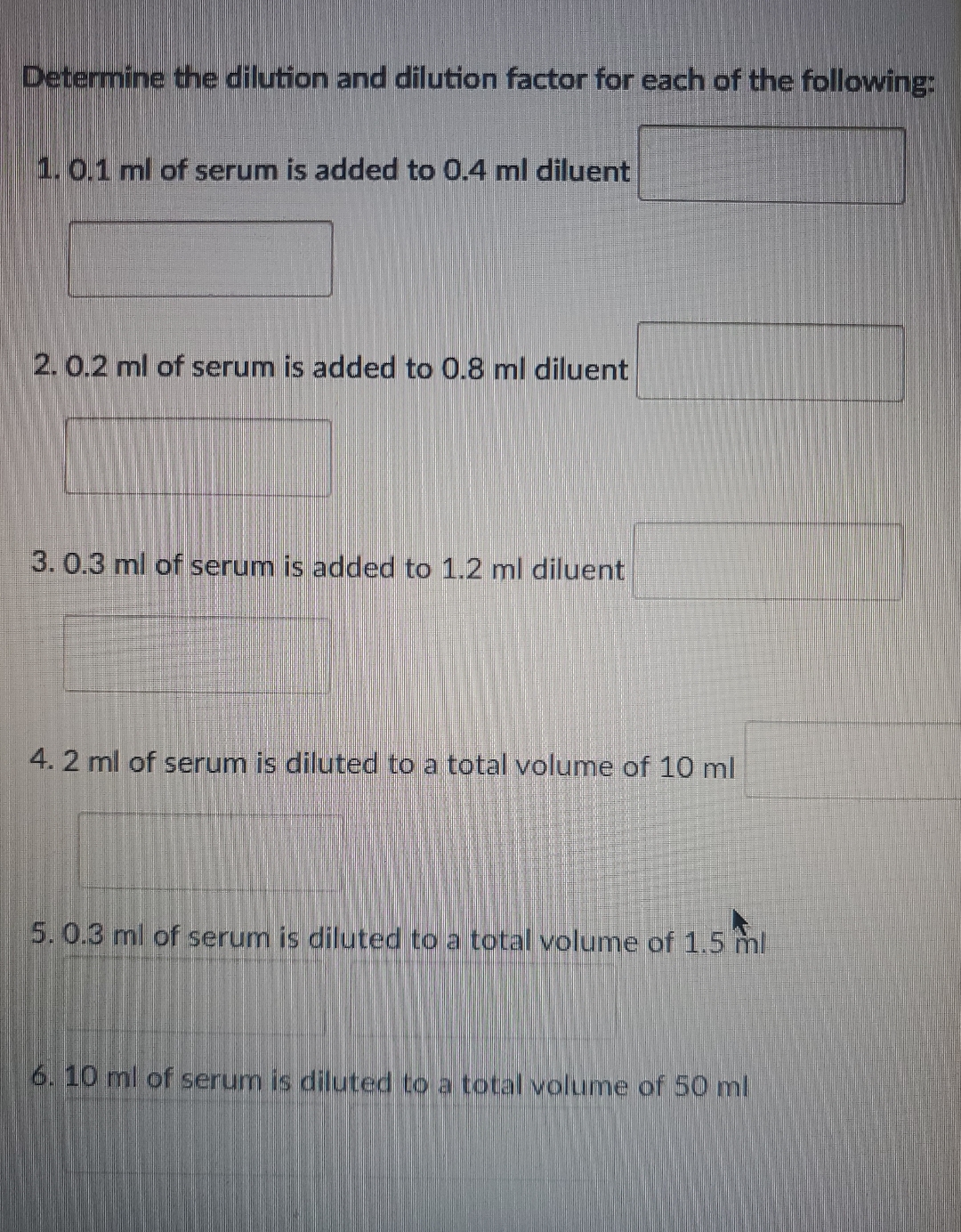 Solved Determine the dilution and dilution factor for each | Chegg.com