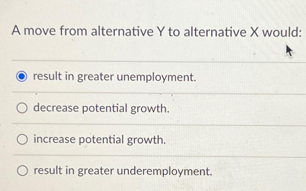 Solved A move from alternative Y ﻿to alternative x | Chegg.com