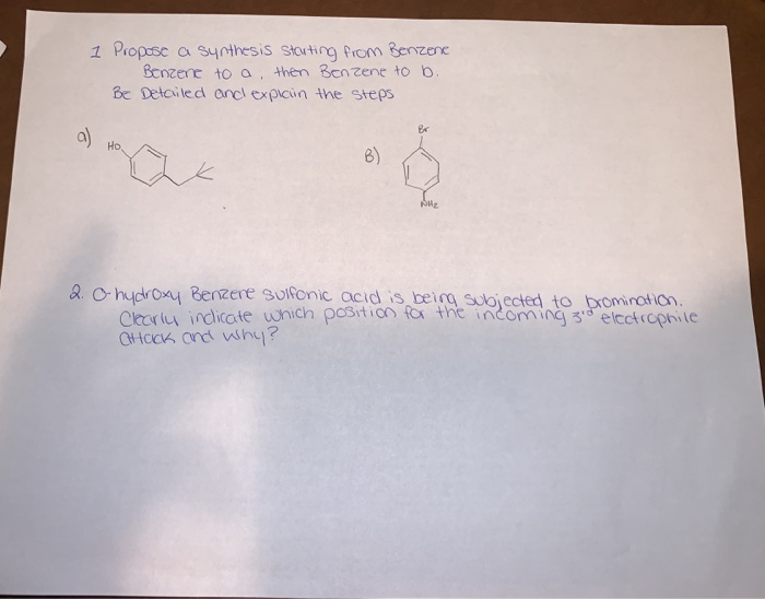 Solved 1 Propose a synthesis stouting from Benzene Benzene | Chegg.com