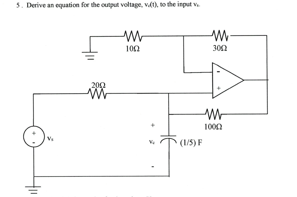 Solved Derive an equation for the output voltage, vc(t), ﻿to | Chegg.com