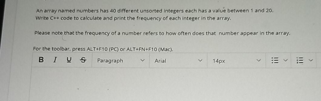 Solved An array named numbers has 40 different unsorted | Chegg.com