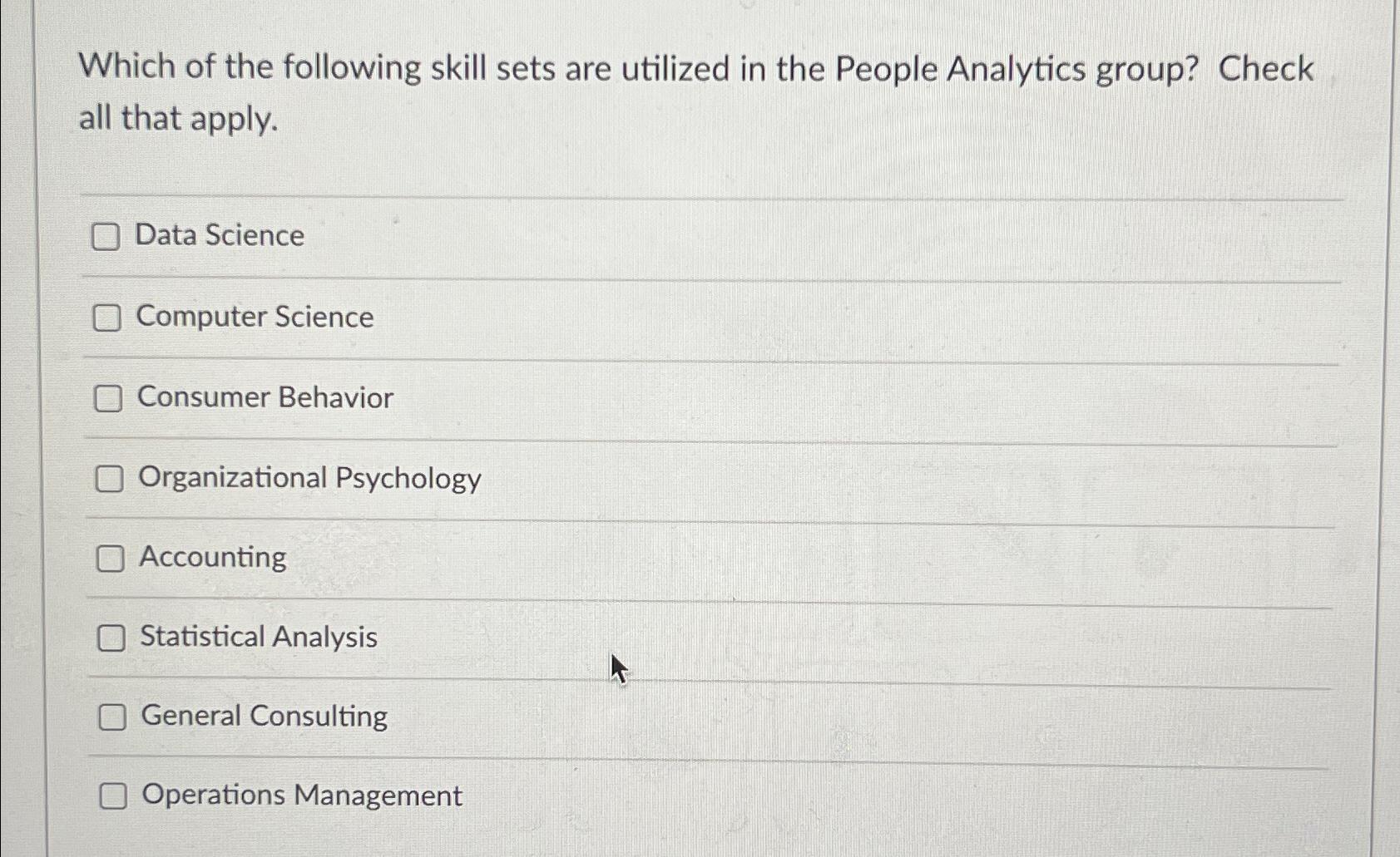 Solved Which of the following skill sets are utilized in the | Chegg.com