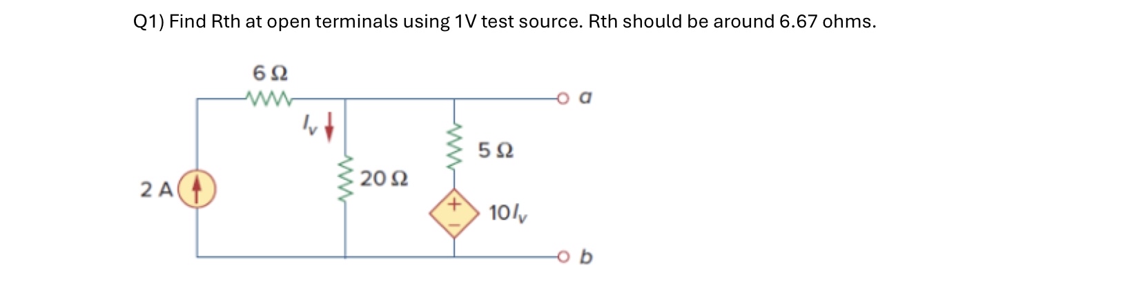 Solved Q1) ﻿Find Rth at open terminals using 1 ﻿V test | Chegg.com