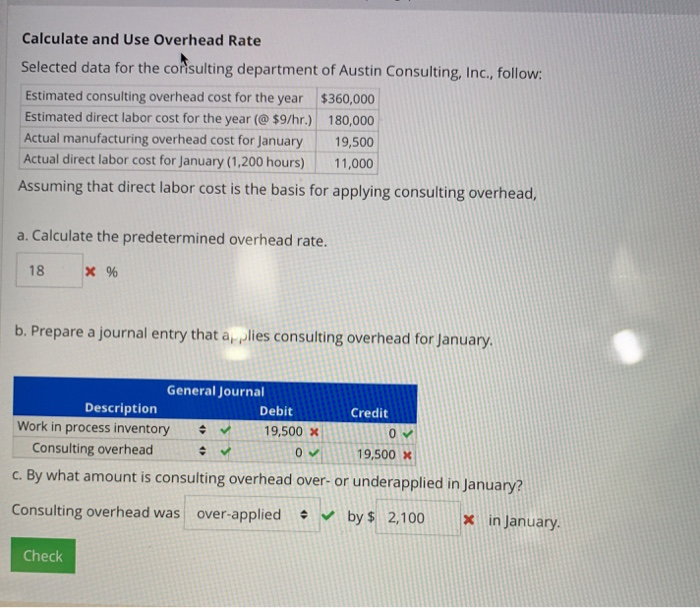 Solved Calculate and Use Overhead Rate Selected data for the | Chegg.com