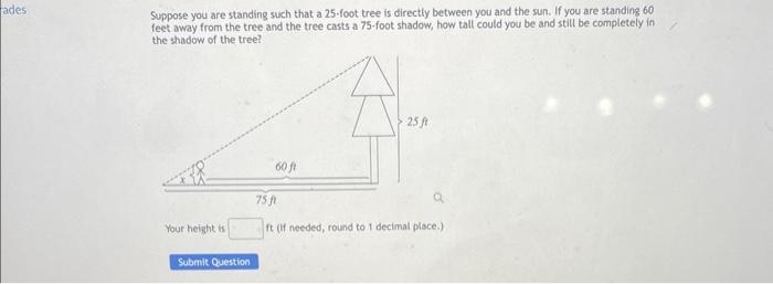 Solved Suppose you are standing such that a 25⋅ foot tree is | Chegg.com