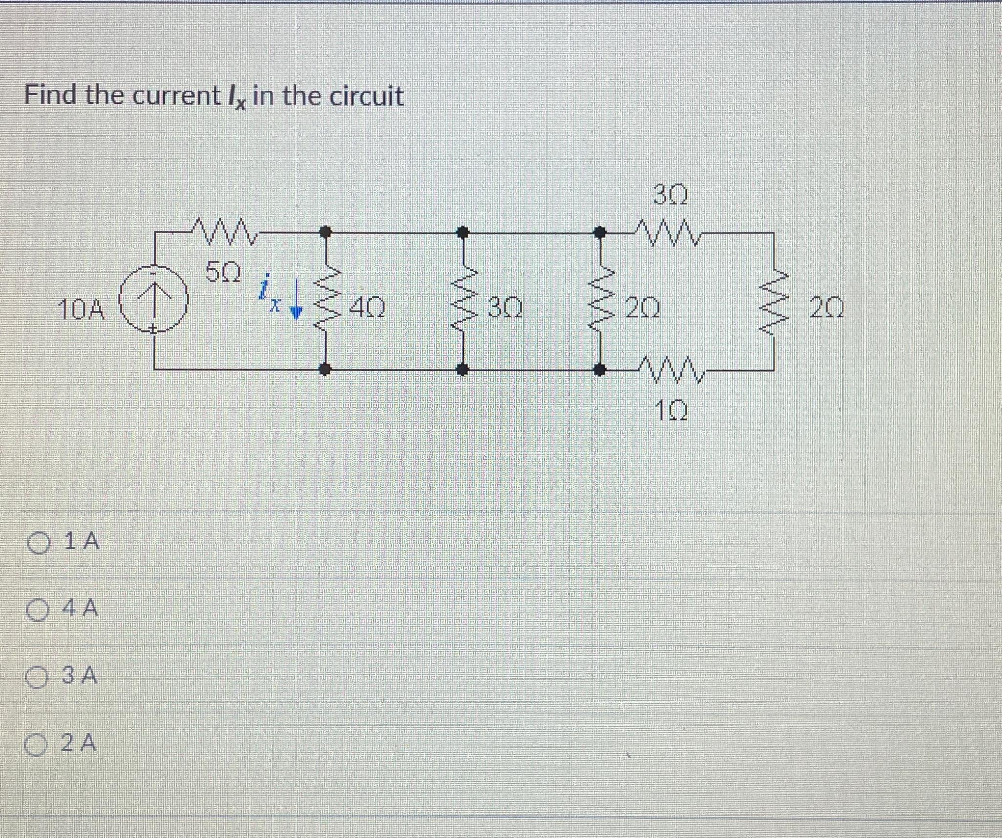 Solved Find the current Ix ﻿in the circuit1A4A3 ﻿A2A | Chegg.com