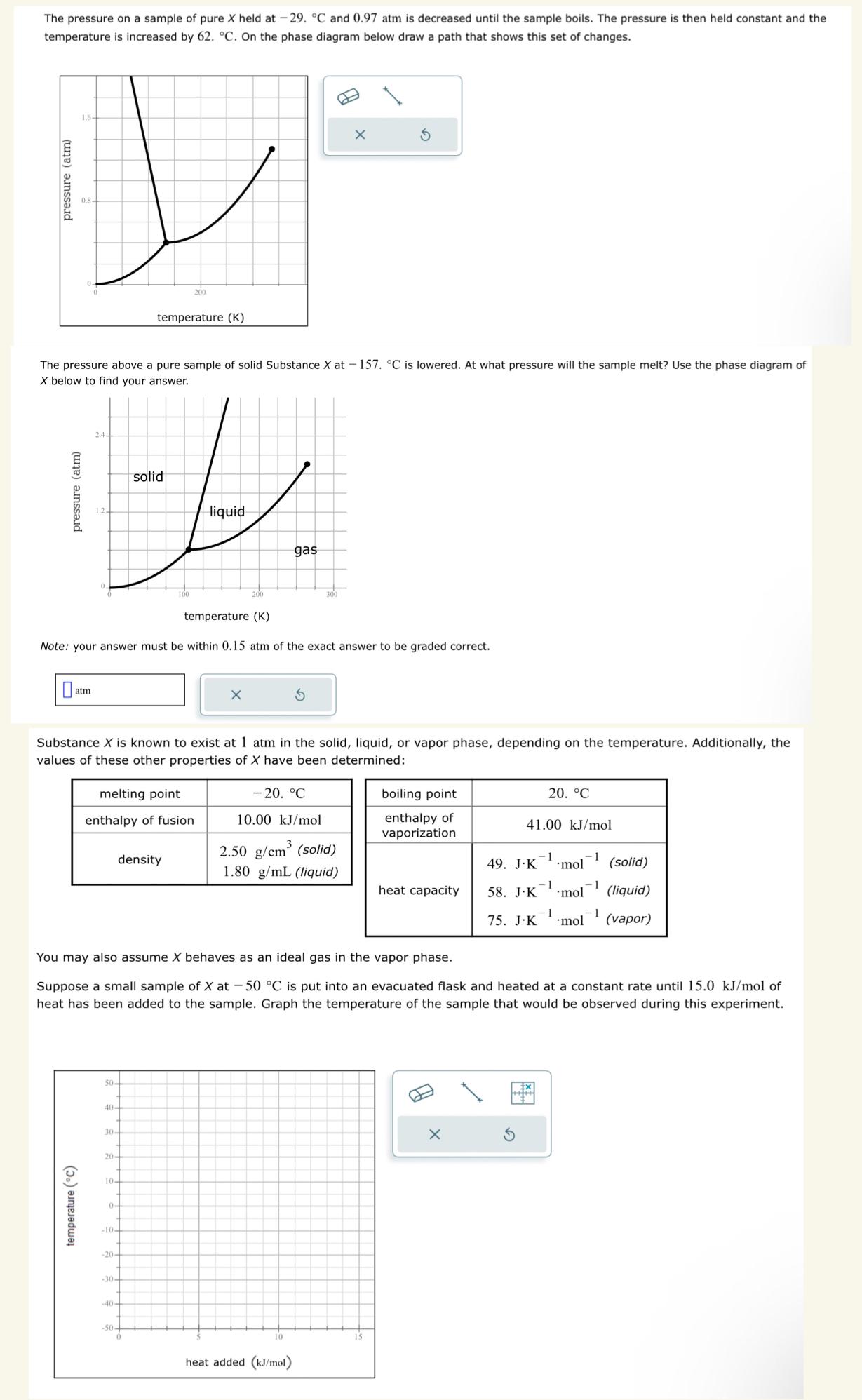 Solved The pressure on a sample of pure x ﻿held at -29.°C | Chegg.com