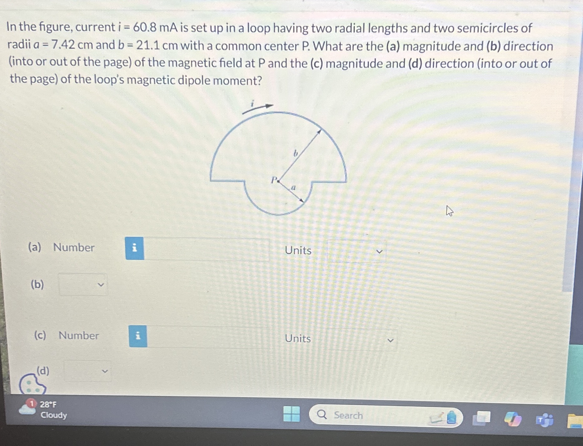 Solved In the figure, current i=60.8mA ﻿is set up in a loop | Chegg.com