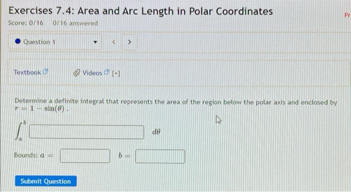 Solved Exercises 7.4: Area and Arc Length in Polar | Chegg.com