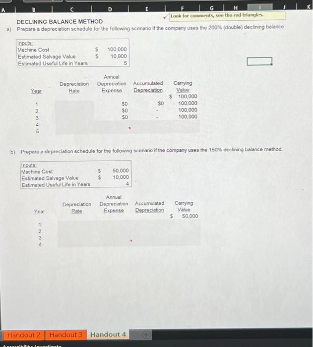 Solved DECLINING BALANCE METHOD Prepare a depreciation | Chegg.com