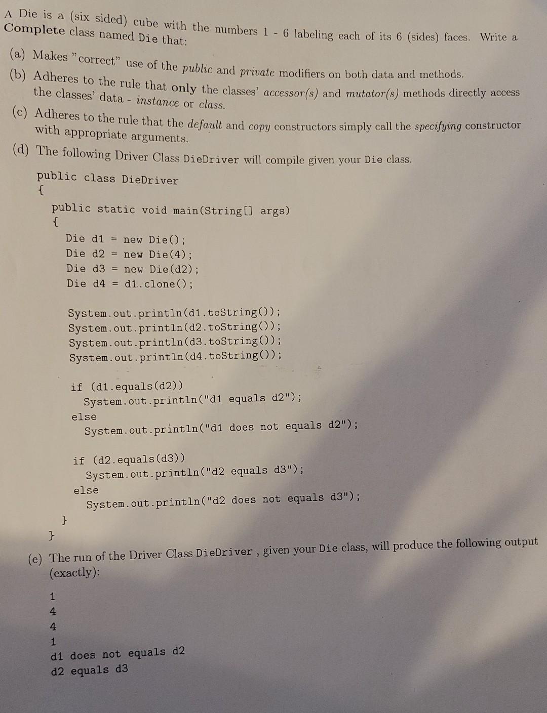 Solved Adheres to the rule that only the classes' | Chegg.com
