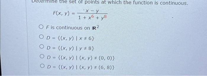Solved Determine the set of points at which the function is | Chegg.com