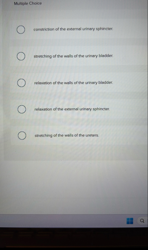 Solved Multiple Choiceconstriction of the external urinary | Chegg.com