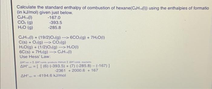 Solved Calculate the standard enthalpy of combustion of | Chegg.com