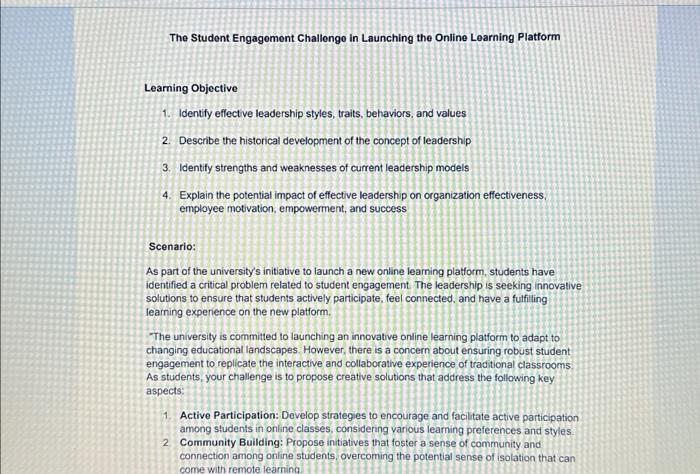 Solved Learning Objective 1. Identify effective leadership | Chegg.com