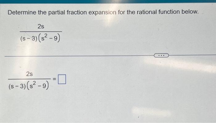 Solved Determine the partial fraction expansion for the | Chegg.com