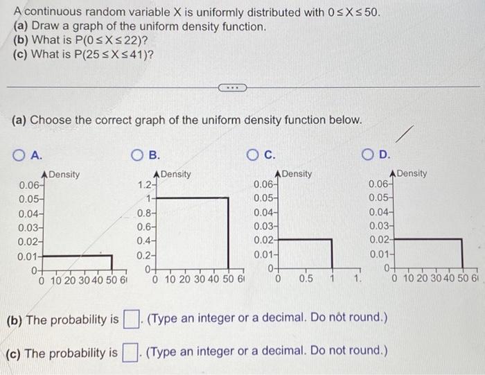 Solved A continuous random variable X is uniformly | Chegg.com