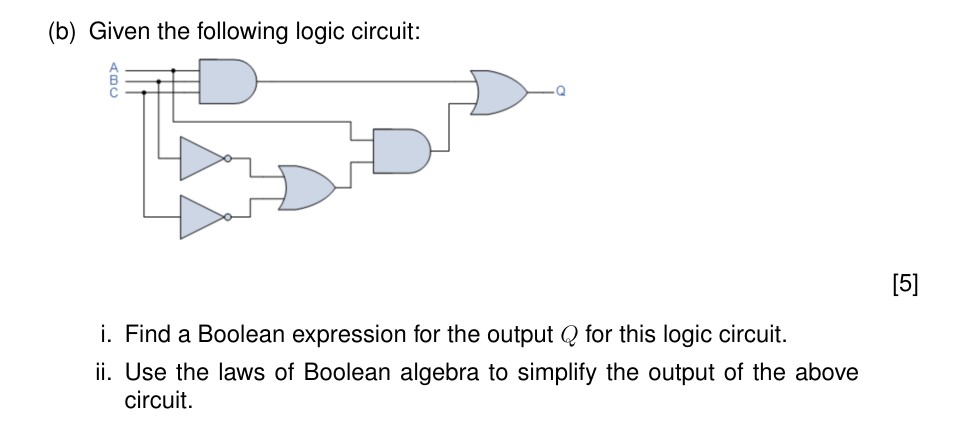 Solved (b) ﻿Given the following logic circuit:i. ﻿Find a | Chegg.com