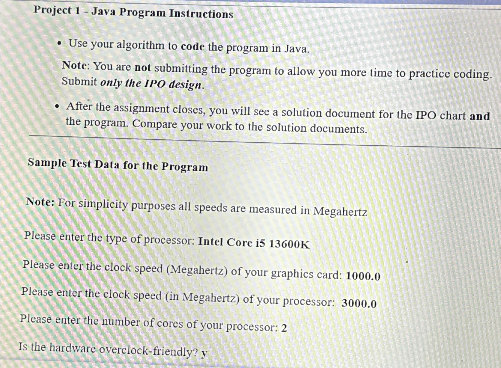 Solved Project Part 1 -Program Specifications (Chapter 2)You | Chegg.com