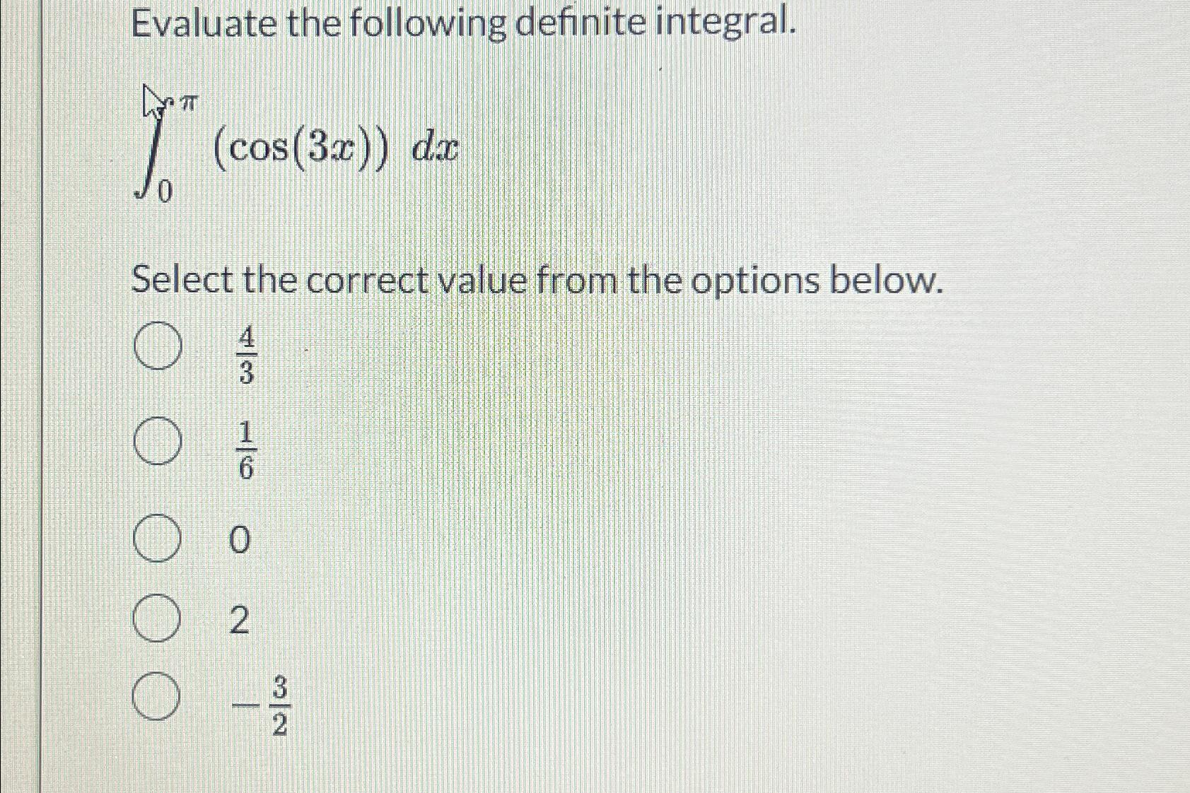 Solved Evaluate the following definite | Chegg.com