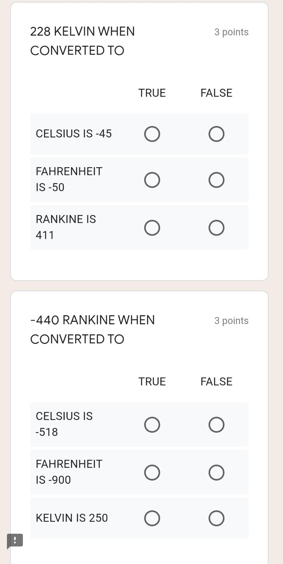 Solved 3 points 122 DEGREE CELSIUS WHEN CONVERTED TO TRUE | Chegg.com