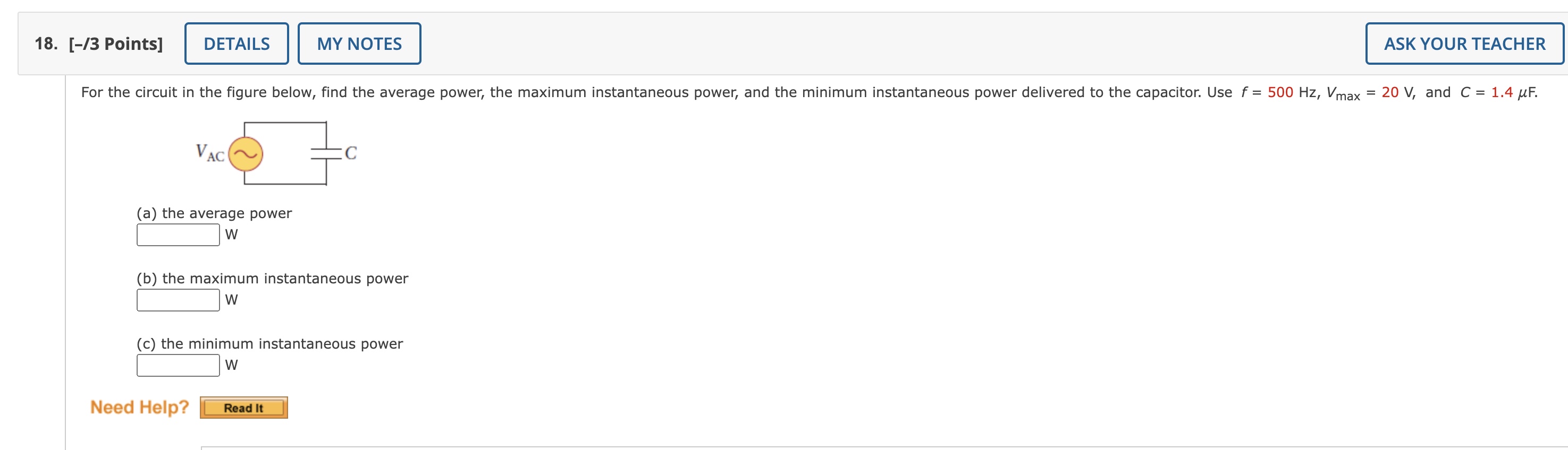 Solved For the circuit in the figure below, find the average | Chegg.com
