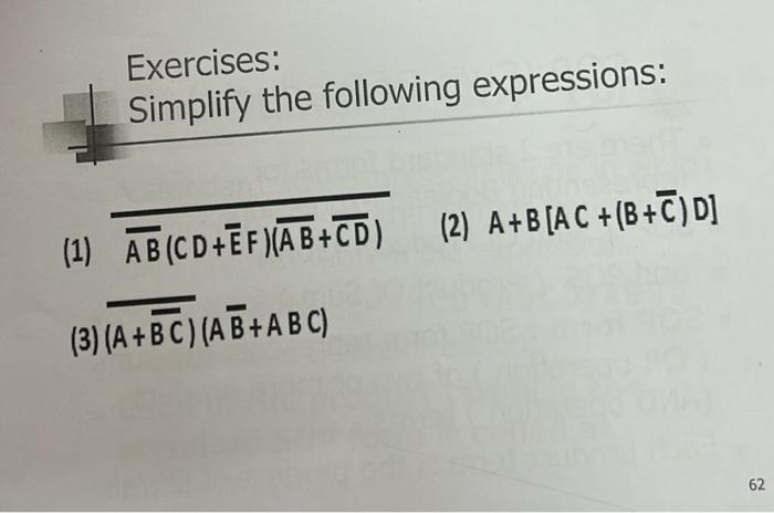 Solved Exercises: Simplify the following expressions: (1) | Chegg.com
