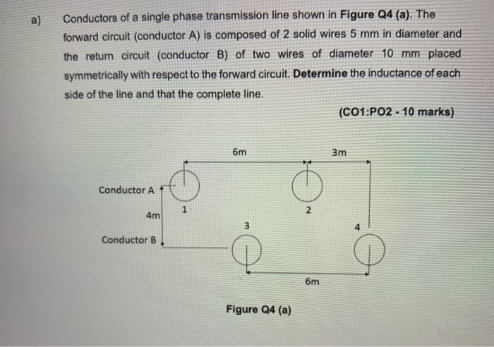 Solved a) Conductors of a single phase transmission line | Chegg.com