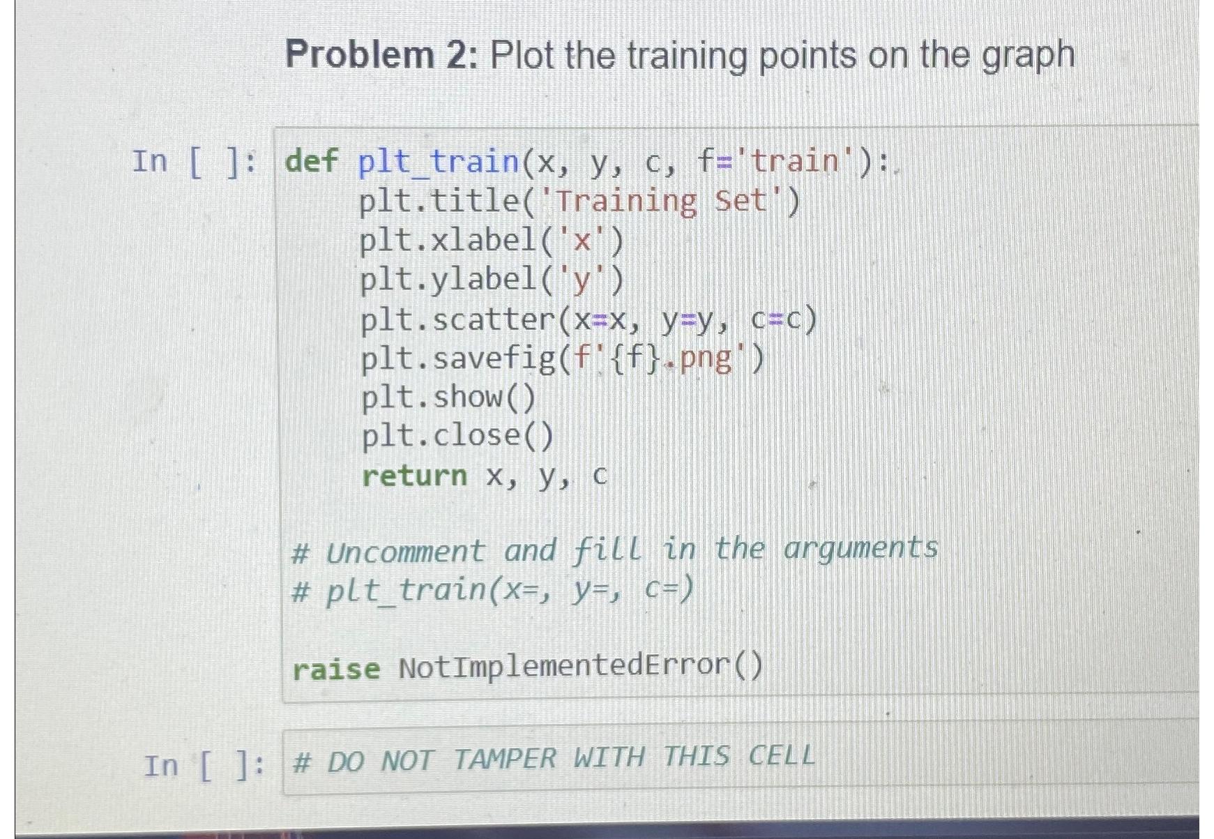 Solved Problem 2: Plot the training points on the graphIn | Chegg.com