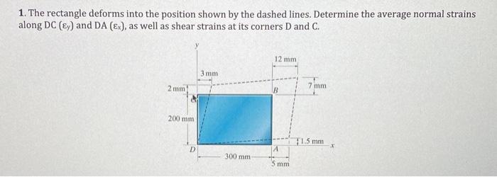 Solved 1. The rectangle deforms into the position shown by | Chegg.com