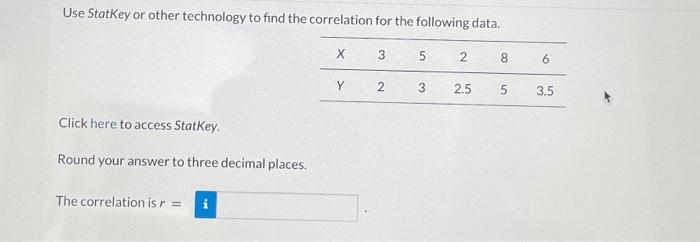 Solved Use StatKey or other technology to find the | Chegg.com
