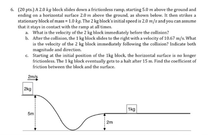 Solved 6. ( 20 pts.) A 2.0 kg block slides down a | Chegg.com