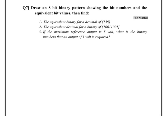 Solved Q7] Draw an 8 bit binary pattern showing the bit | Chegg.com