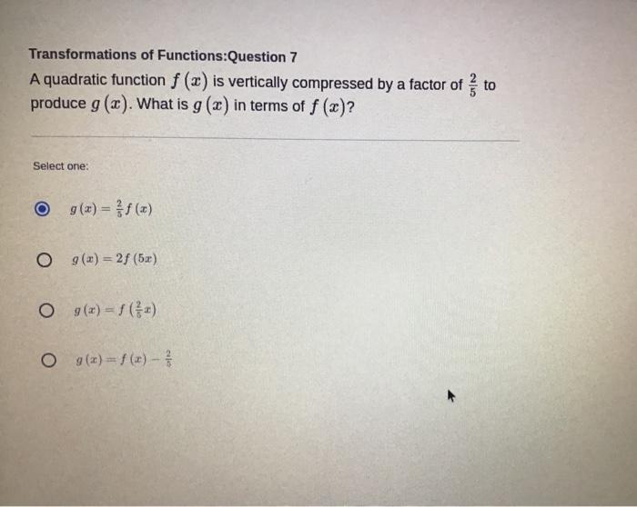 Solved Transformations of Functions:Question 1 Which of the | Chegg.com