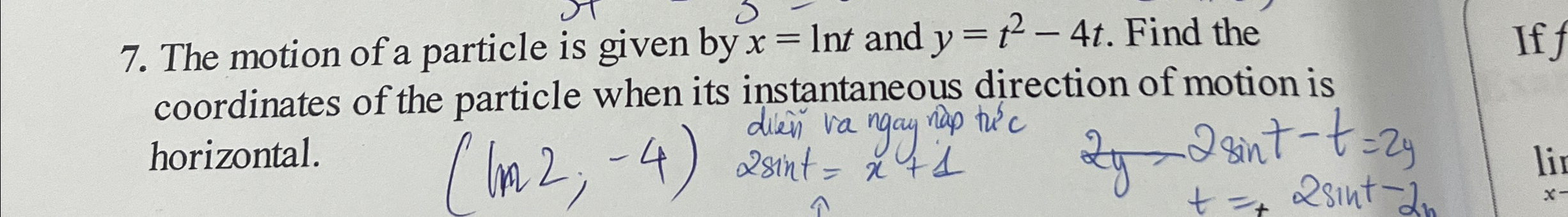 Solved The motion of a particle is given by x=lnt ﻿and | Chegg.com