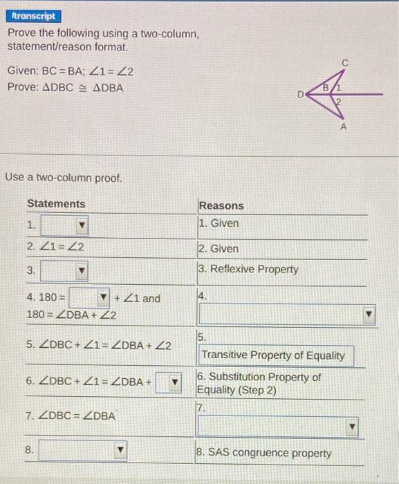 Solved Prove the following using a two-column, | Chegg.com