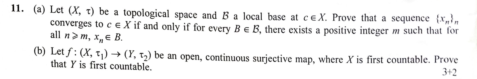 Solved (a) ﻿Let (x,τ) ﻿be a topological space and B ﻿a local | Chegg.com