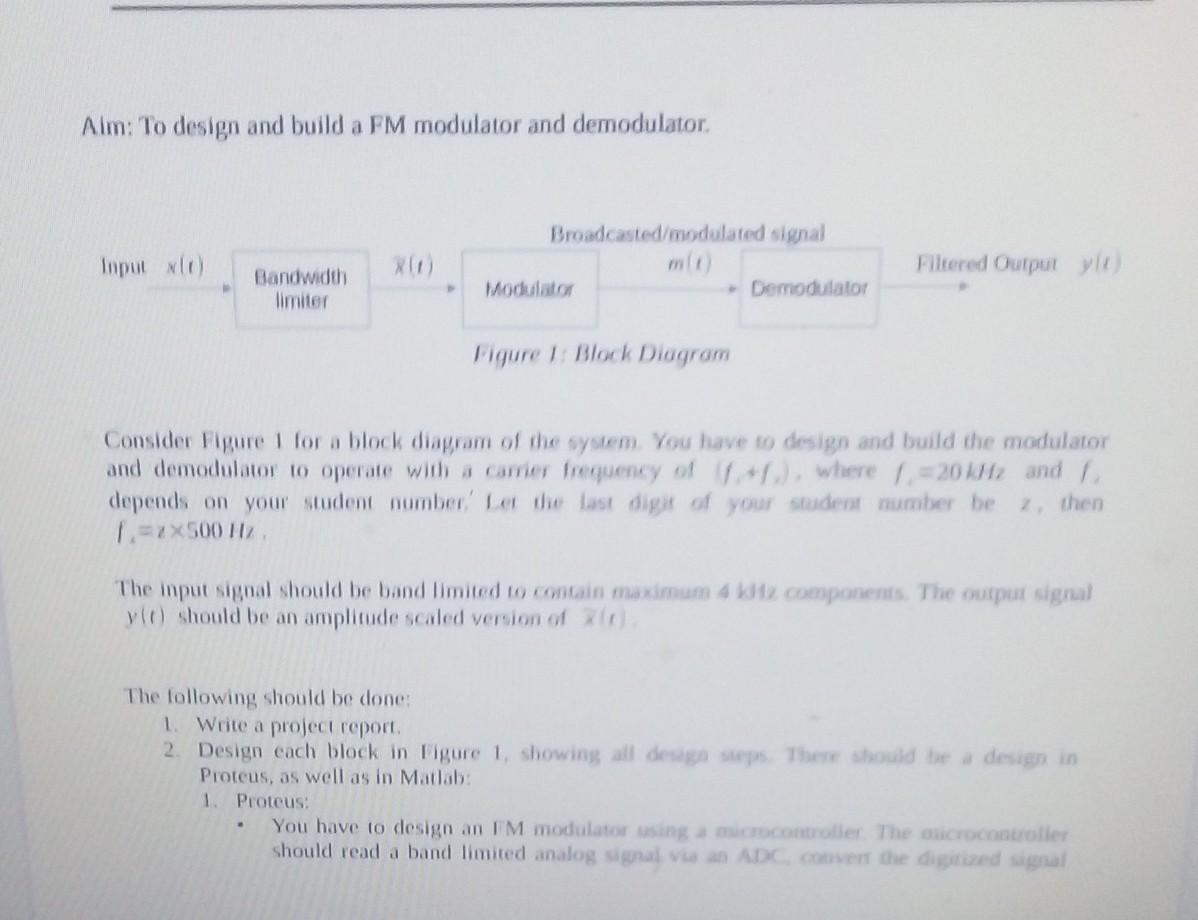 Solved Aim: To design and build a FM modulator and | Chegg.com