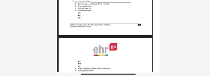 Solved go ehr Knowledge Activity: Med Planning Level Three | Chegg.com