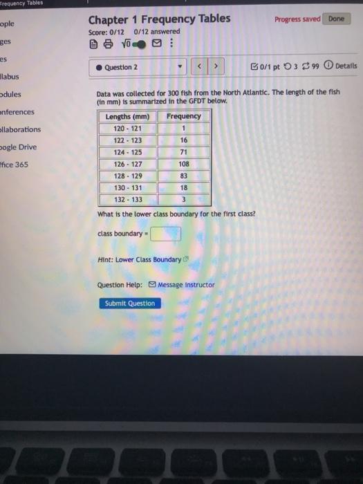 Solved Frequency Tables Progress saved Done ople ges Chapter | Chegg.com